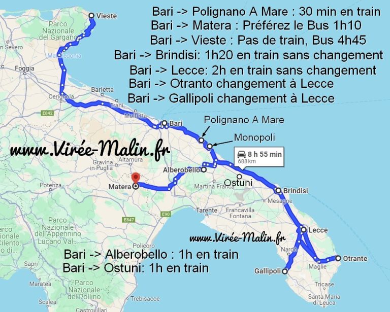 Se déplacer dans les Pouilles en Train - Cartes et Conseils - Virée ...